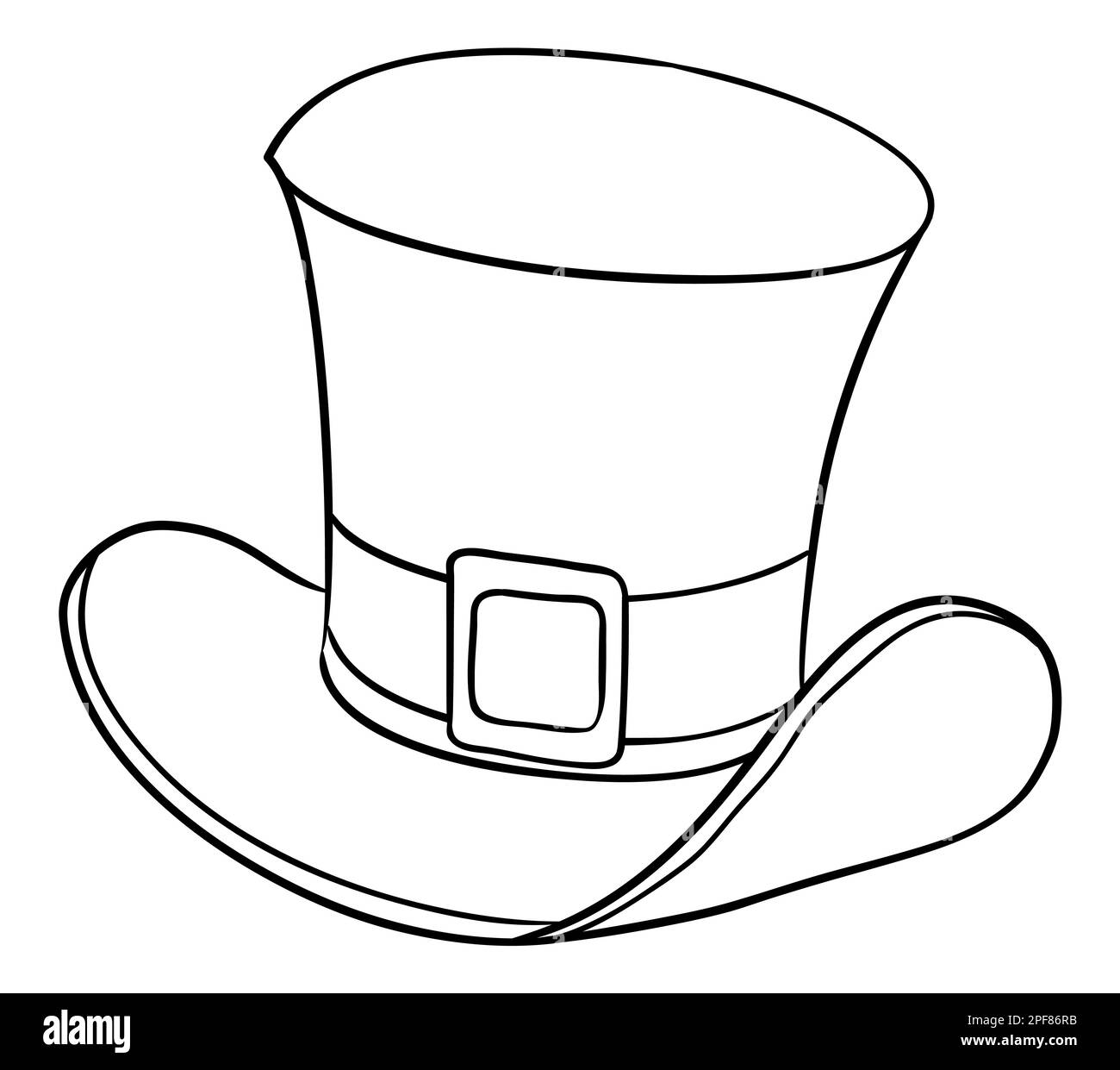 Glamorous top hat with curved brim, ribbon and buckle in outlines for ...