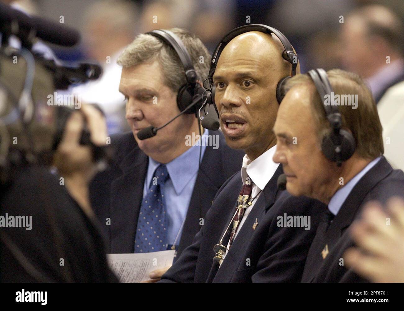 The CBS broadcast crew at the NCAA South championship game from left ...