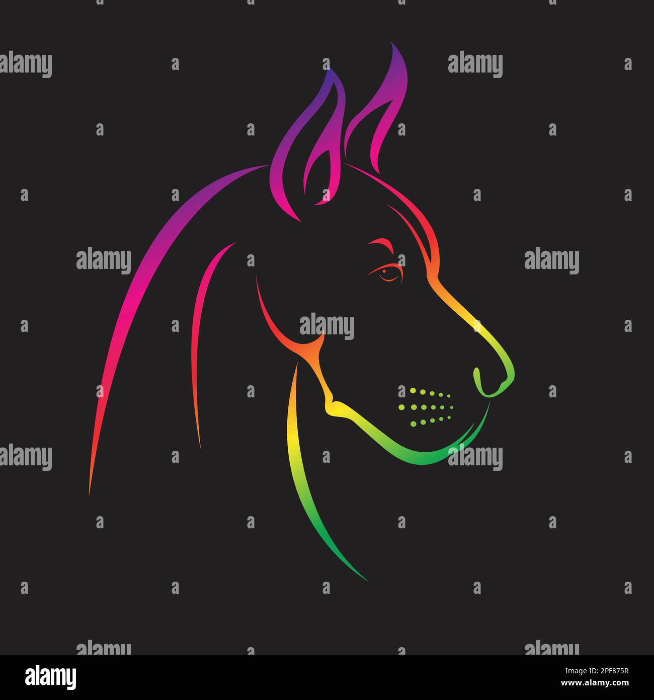 Vector of a dog head (Great Dane) design on black background. Pet ...