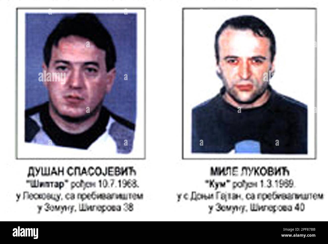 Part of a police poster handout handout showing photos of Dusan ...