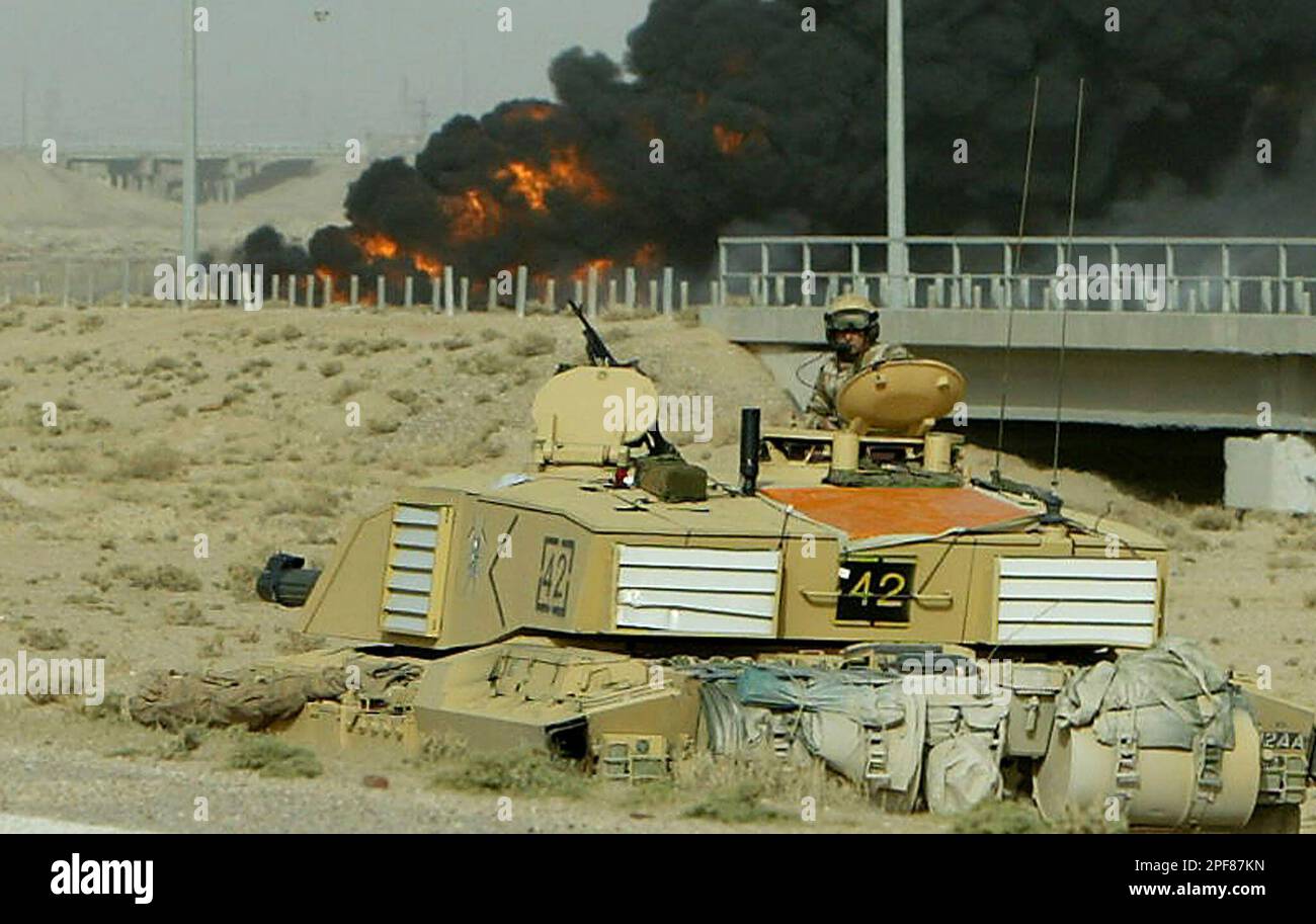 A British tank is on the front line at Basra, Iraq Thursday March 27 ...
