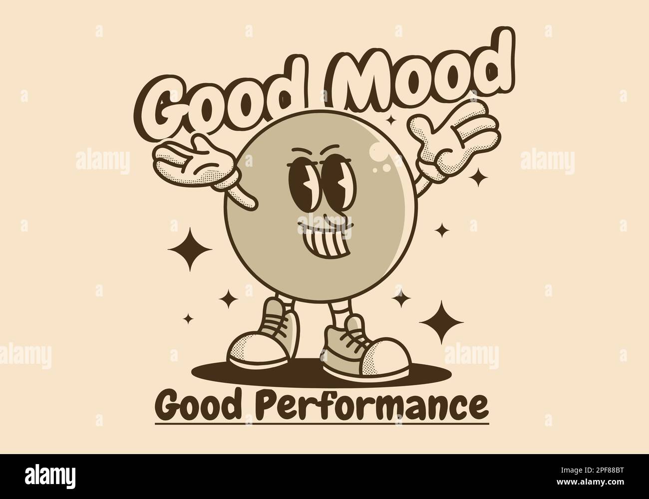 Big ball head mascot character design with smiling face in vintage ...