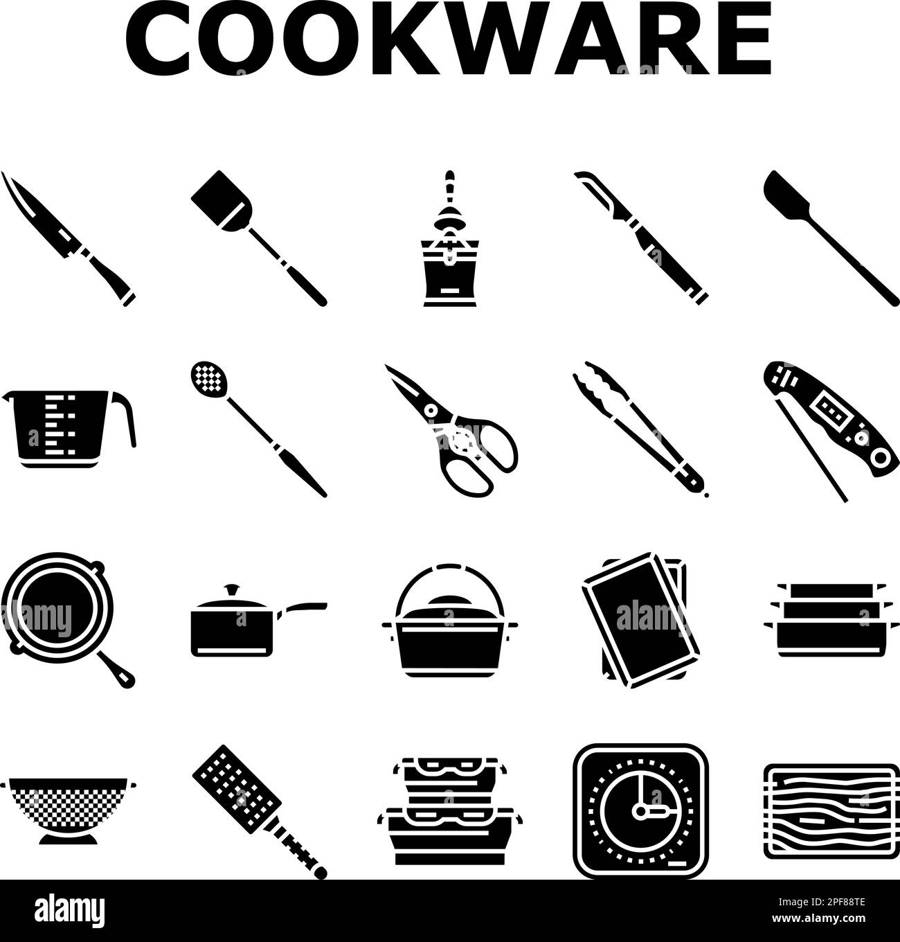 cookware kitchen cooking food icons set vector Stock Vector Image & Art ...