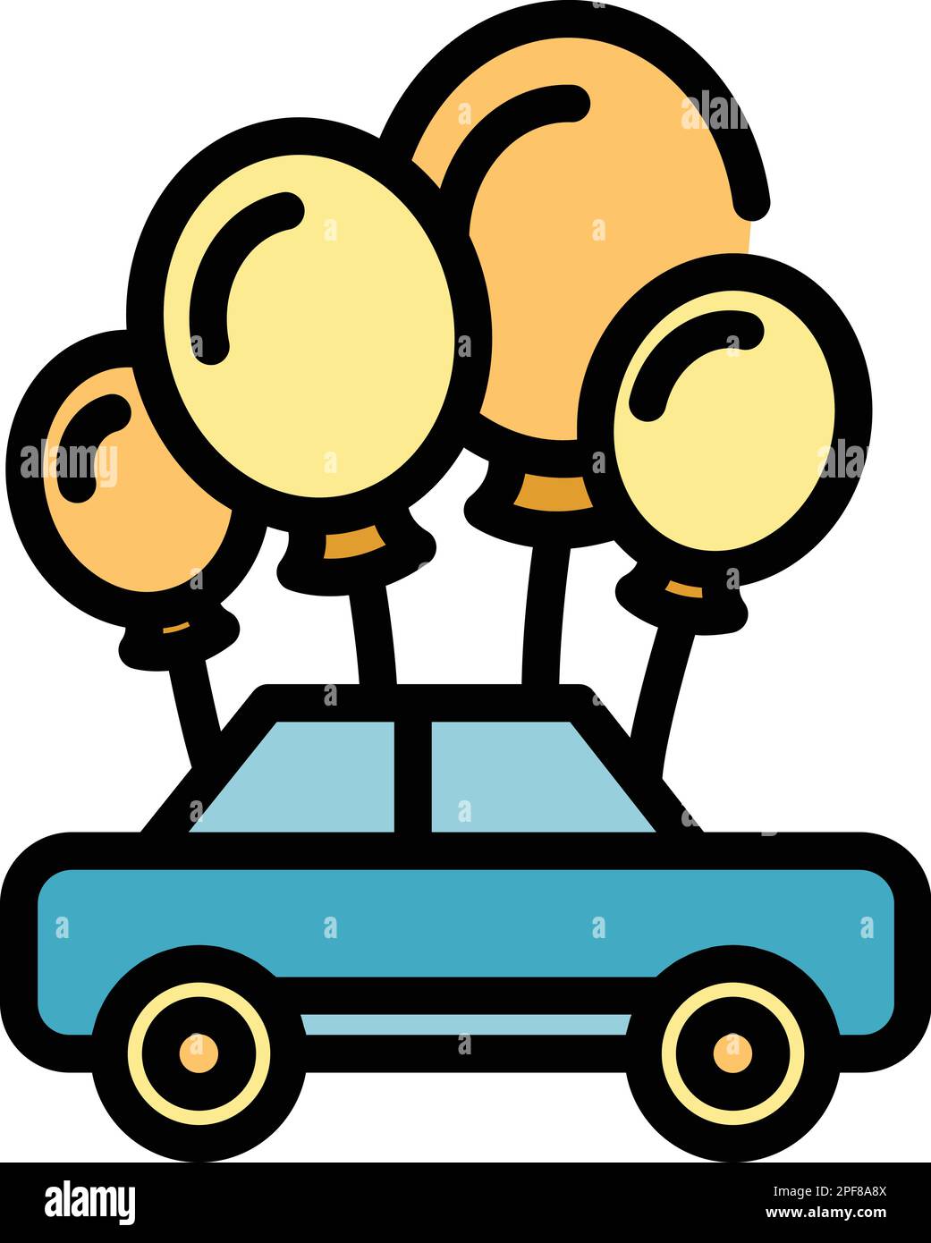 Balloons car icon. Outline Balloons car vector icon for web design ...