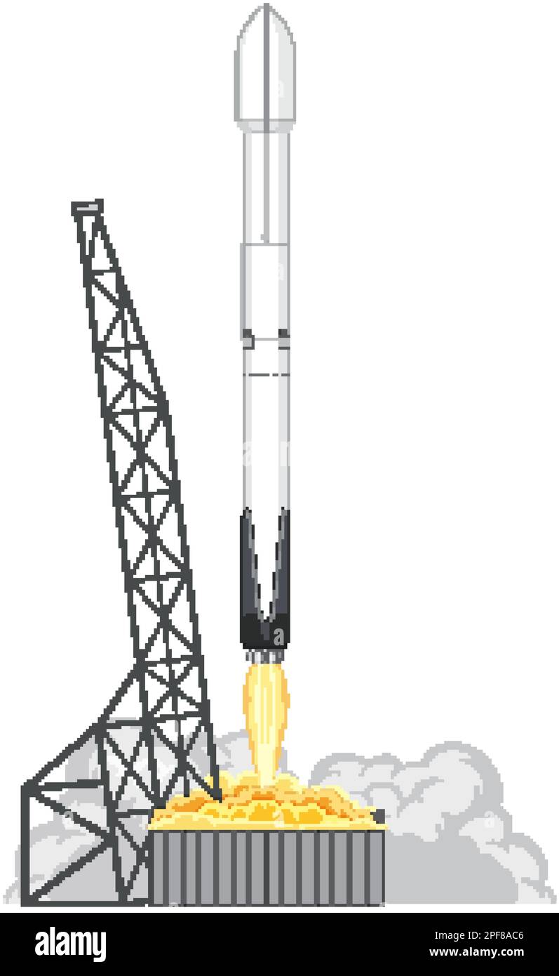 Rocket Launching into Space Concept illustration Stock Vector Image ...