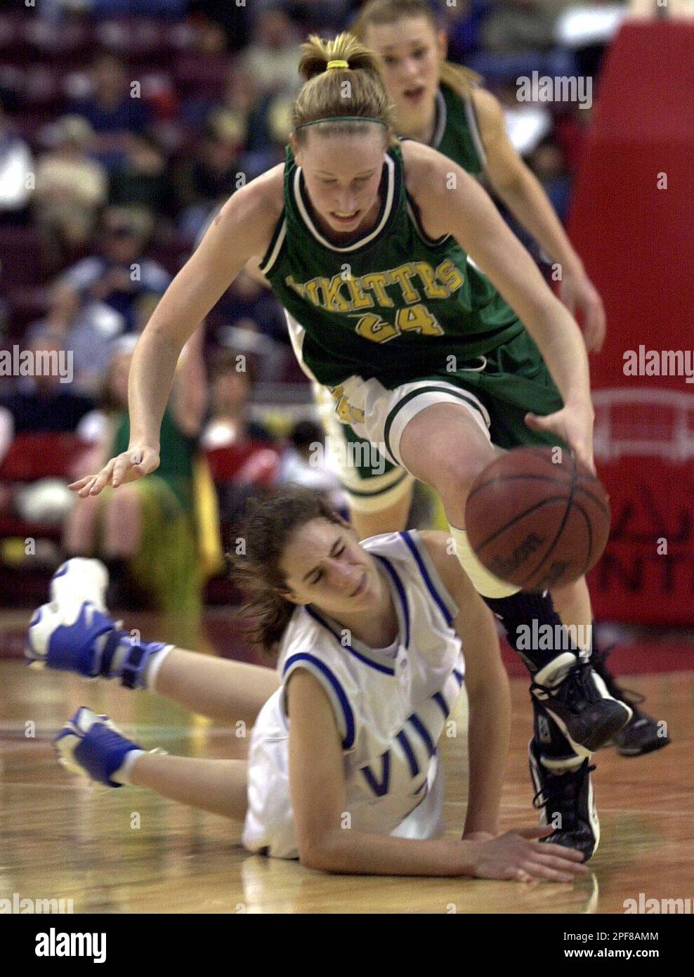 Allentown Catholic's Allison Matt, top, drives over a diving Villa ...