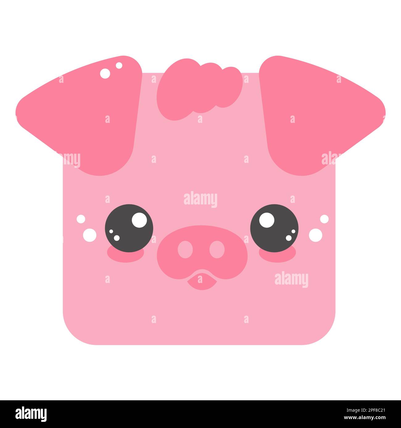 Cute square pig face. Cartoom head of animal character. Minimal simple ...