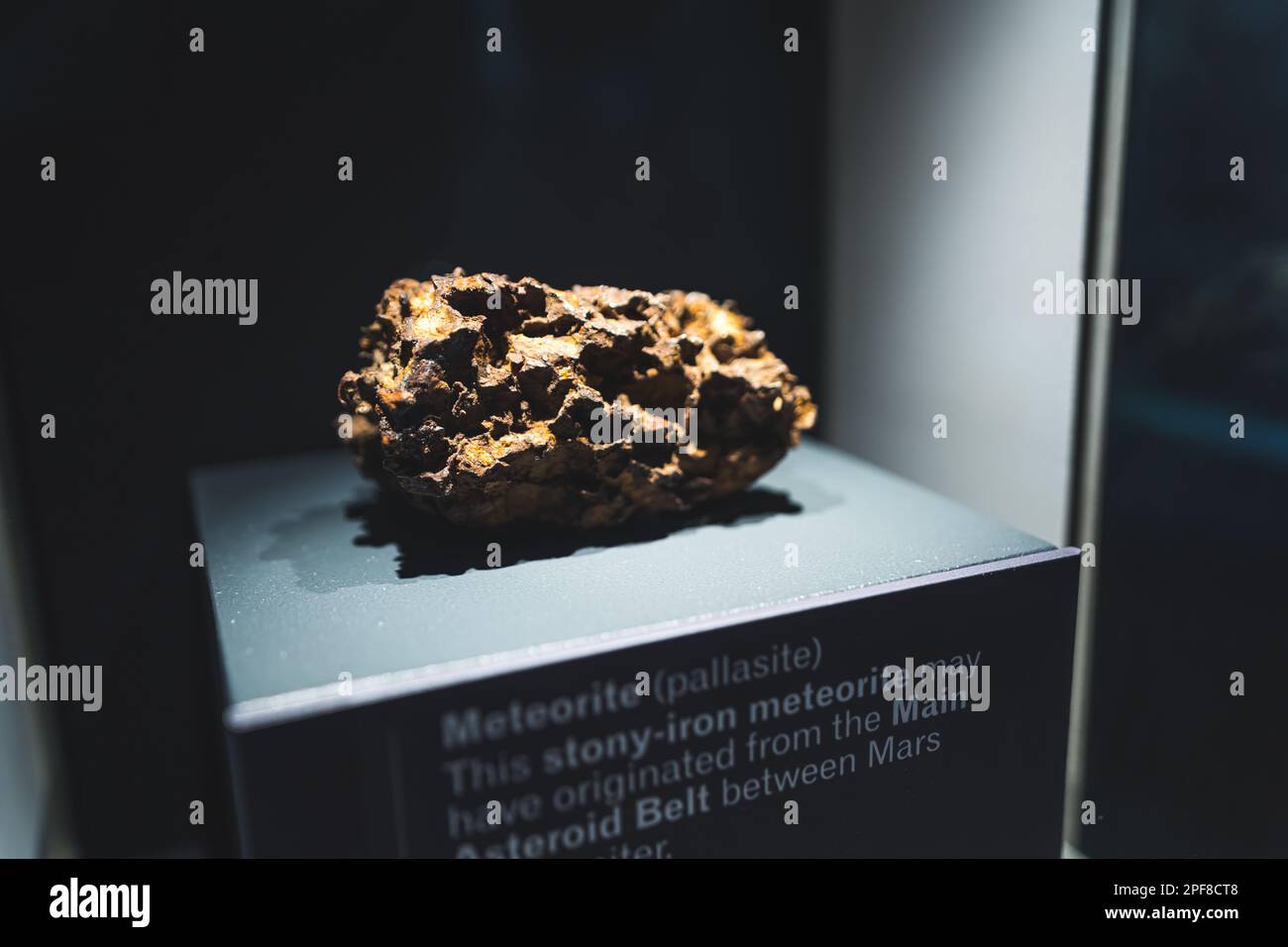 closeup shot of a meteorite in Wollaton Hall Museum, England, UK. High ...