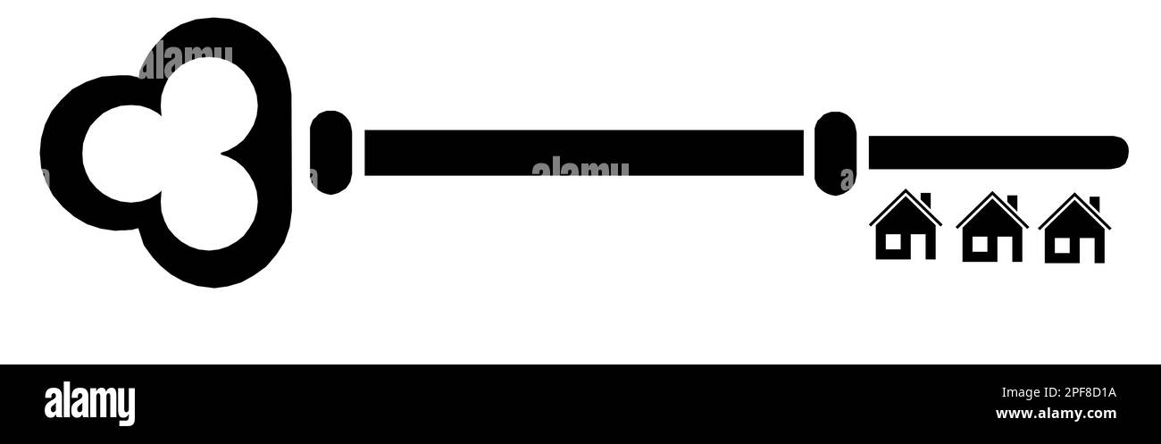 Classic key shape isolated over white background, real estate rental ...