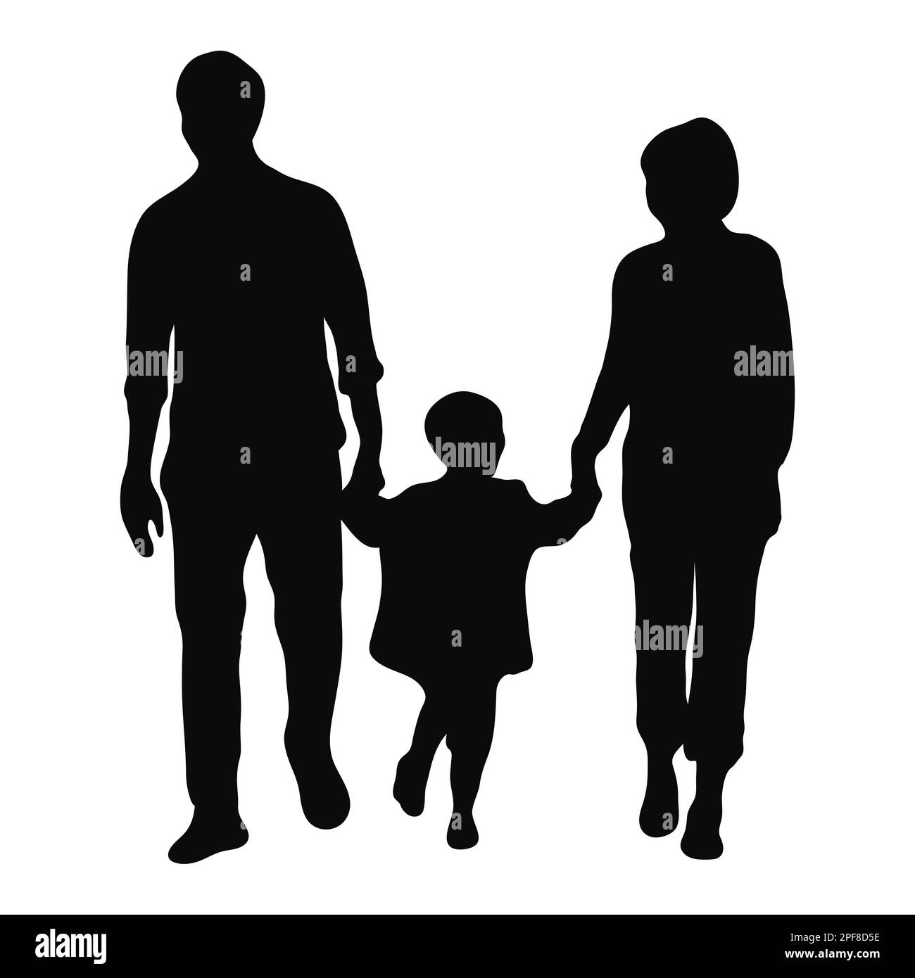 Black silhouettes of family walking vector illustration isolated Stock ...