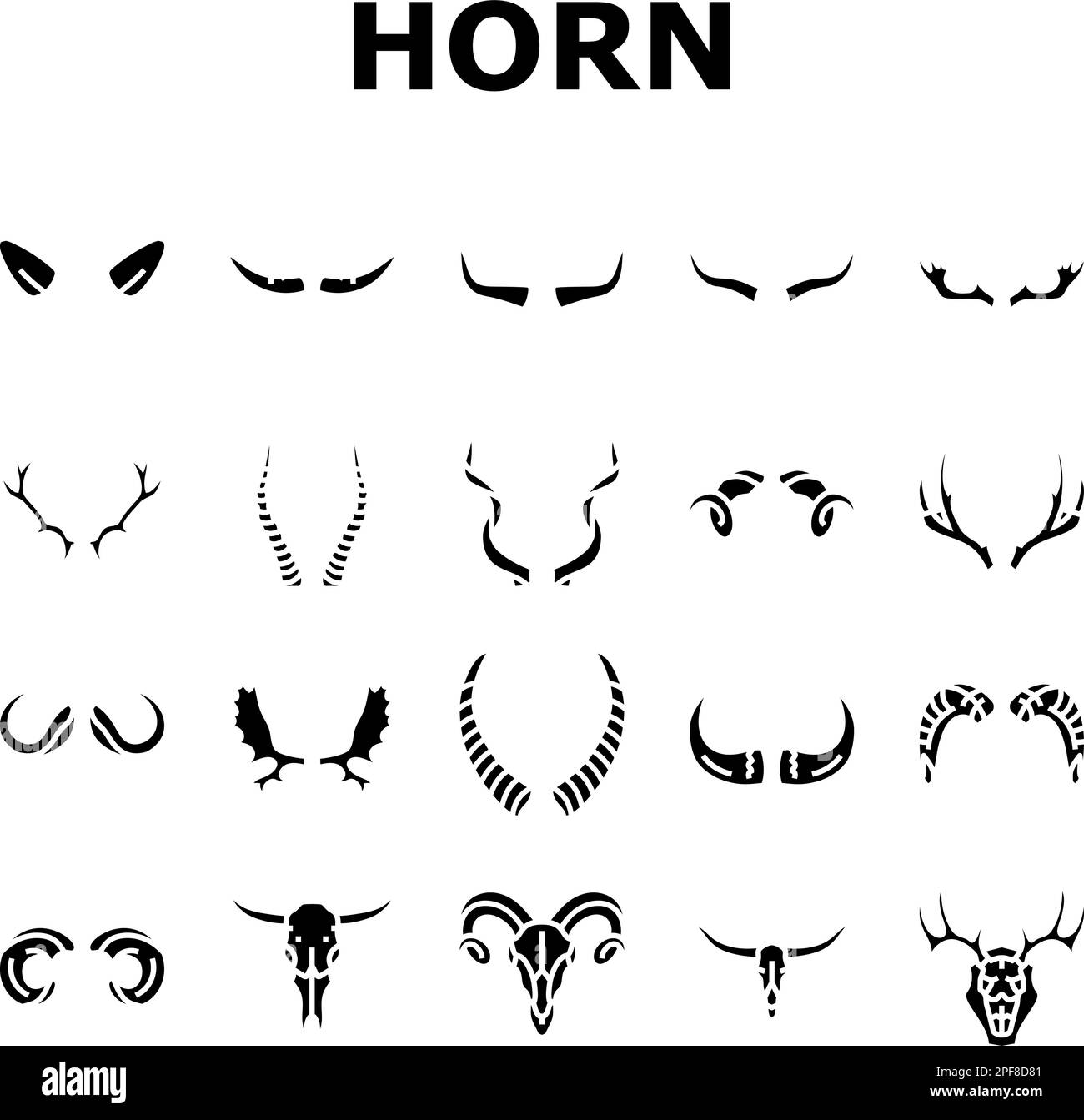 horn animal wildlife nature icons set vector Stock Vector Image & Art ...