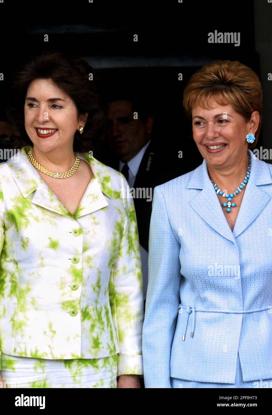 Puerto Rican Gov. Sila Maria Calderon, left, poses with Panama's ...