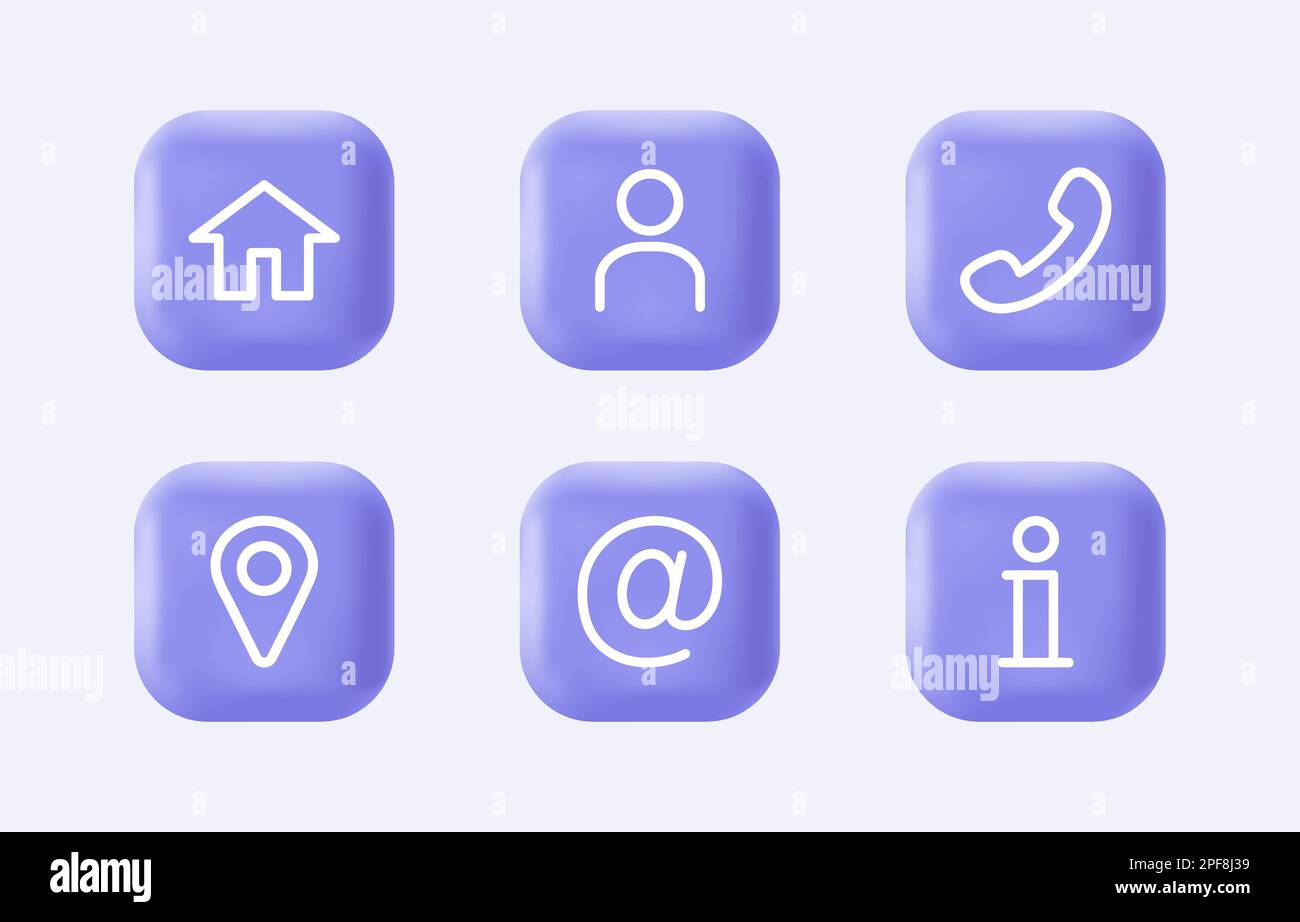 3d business icon set for company. Location, homepage, address, phone ...