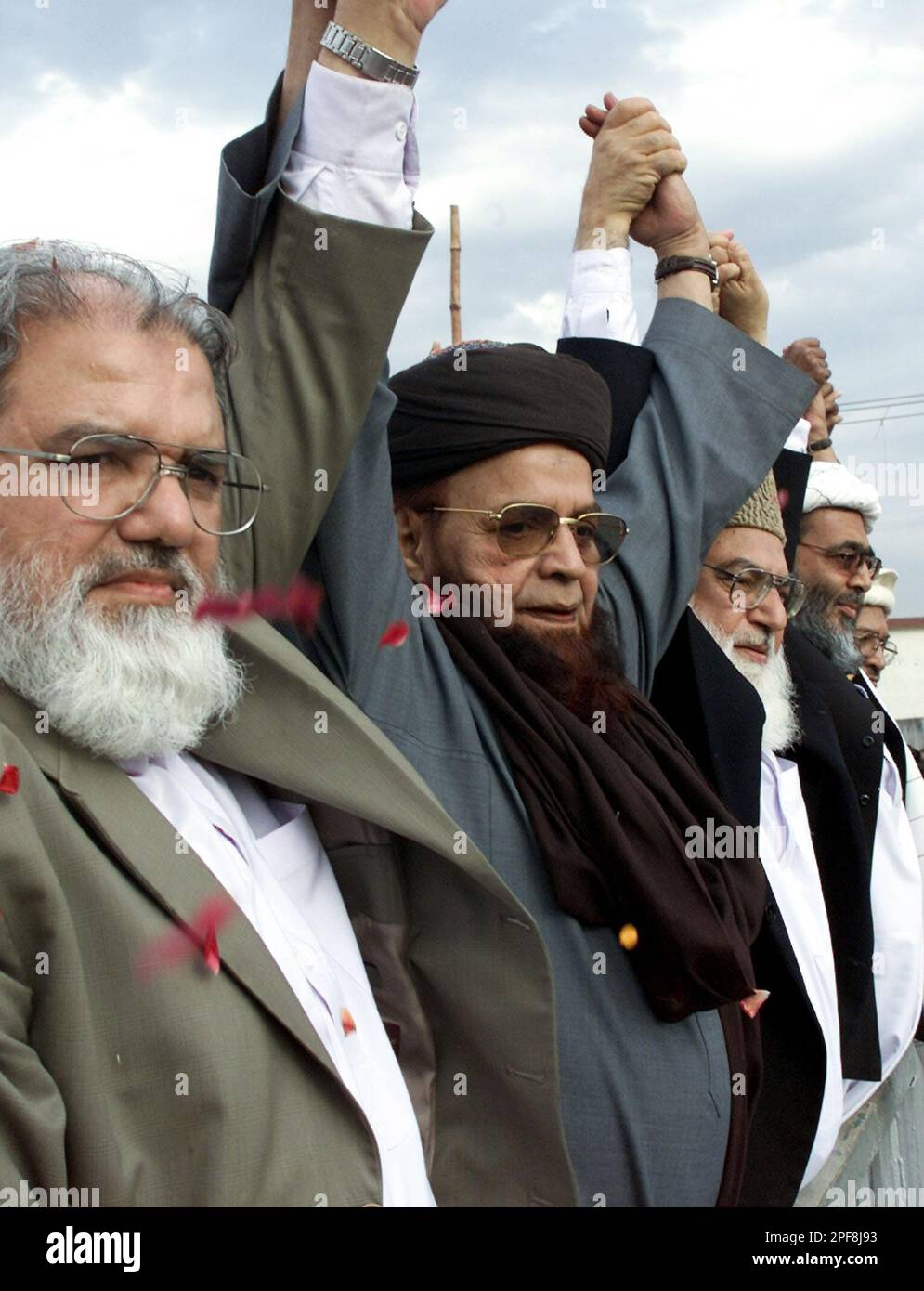 Leaders of Pakistani religious parties, from left: Liaquat Balouch ...