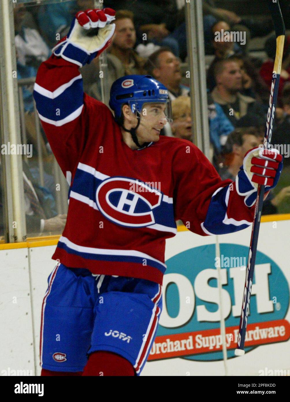 Montreal Canadiens Donald Audette reacts after scoring a goal against ...
