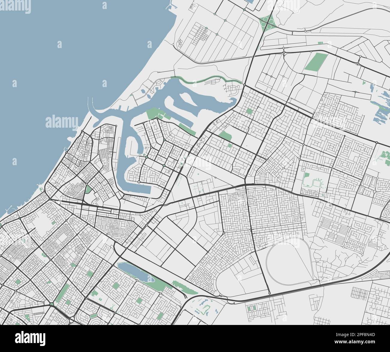 Ajman vector map. Detailed map of Ajman city administrative area ...