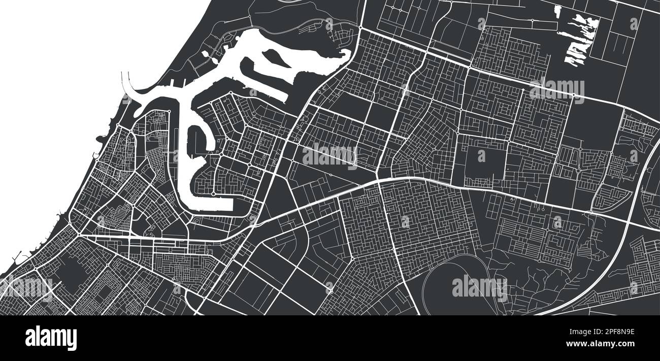 Ajman vector map. Detailed black map of Ajman city administrative area ...