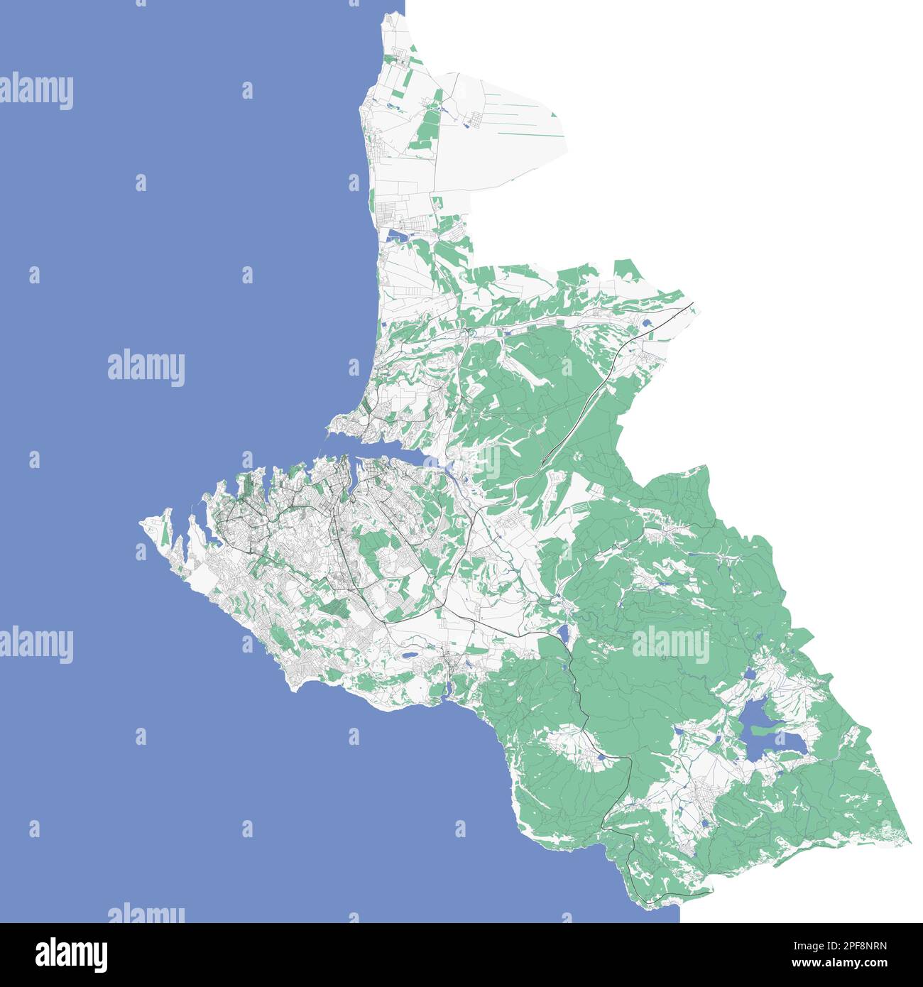 Sevastopol vector map. Detailed map of Sevastopol city administrative ...