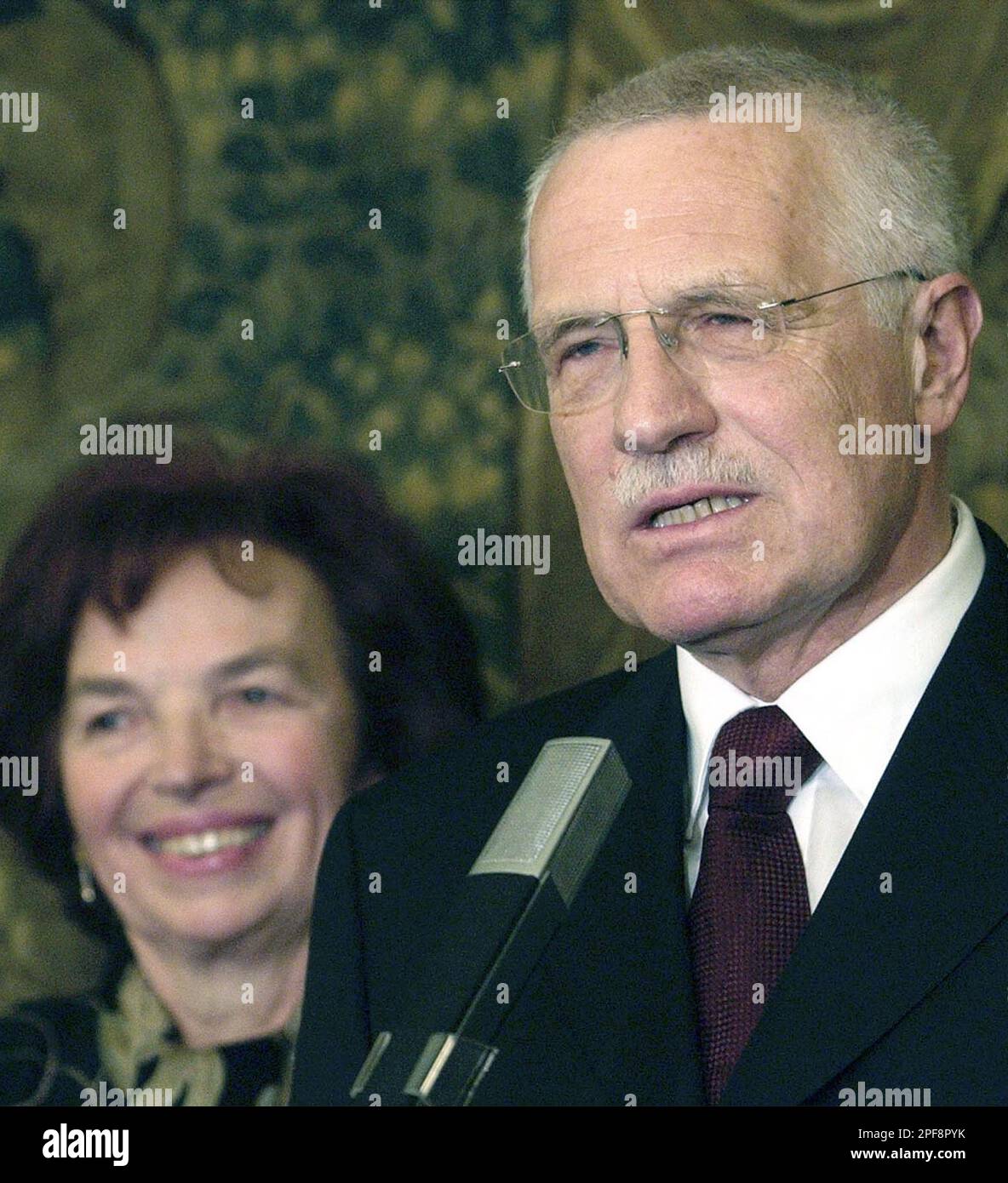 New Czech President Vaclav Klaus, right, and his wife Livia during a ...