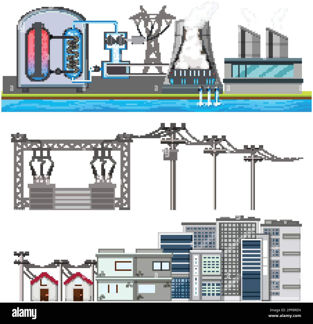 Nuclear Electricity Generation Vector illustration Stock Vector Image ...