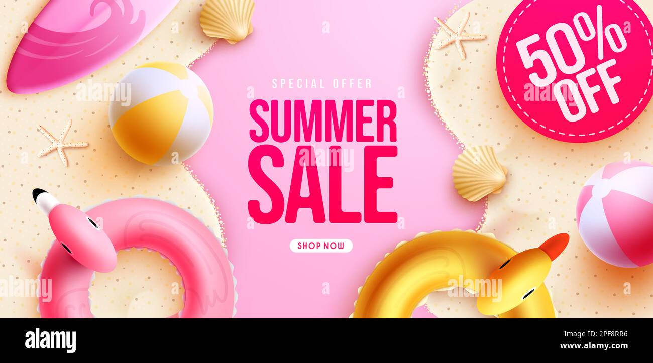 Summer sale vector banner design. Summer sale with 50% text special ...