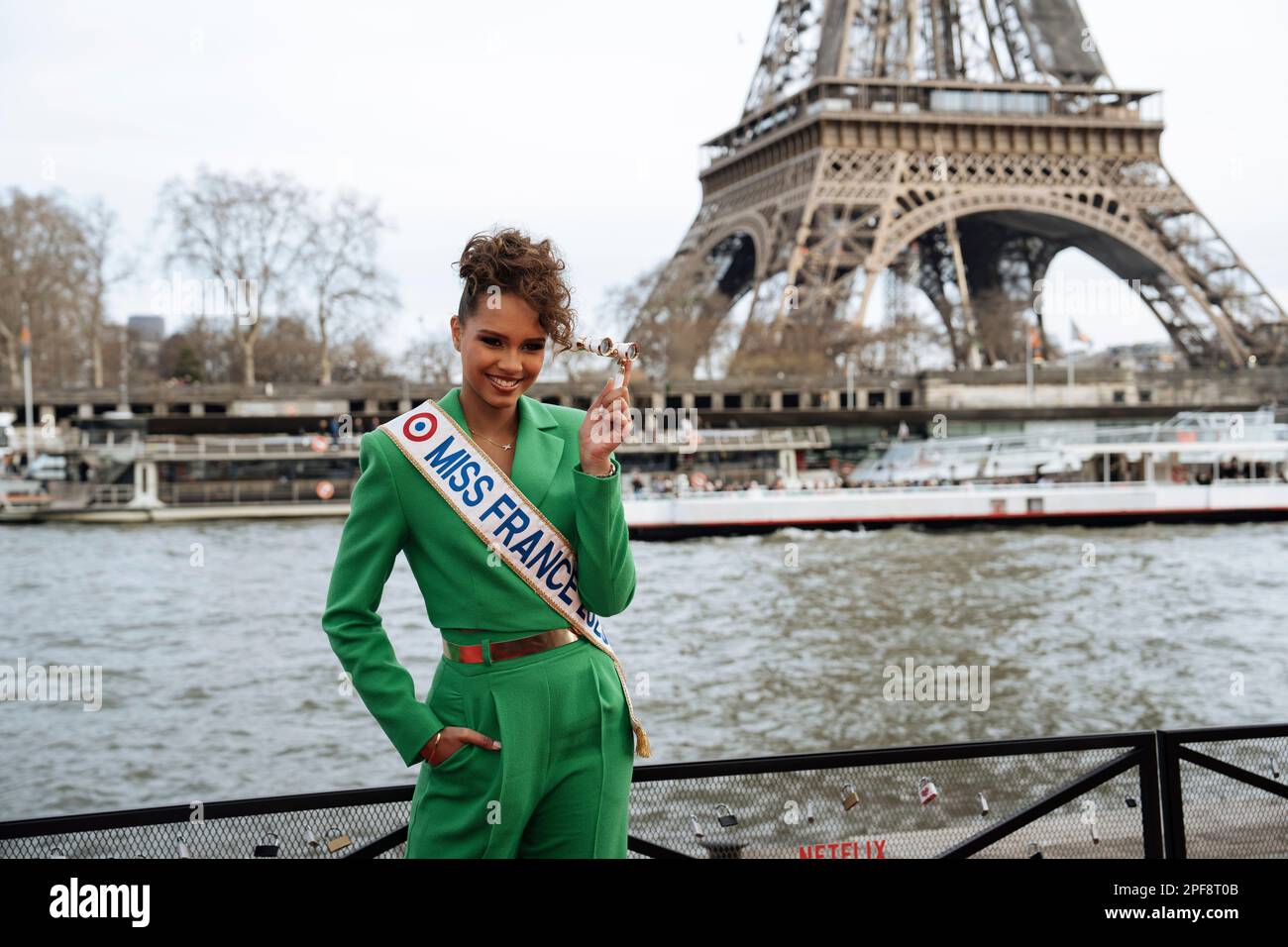 Miss France 2023 Indira Ampiot poses for photographers at the premiere ...
