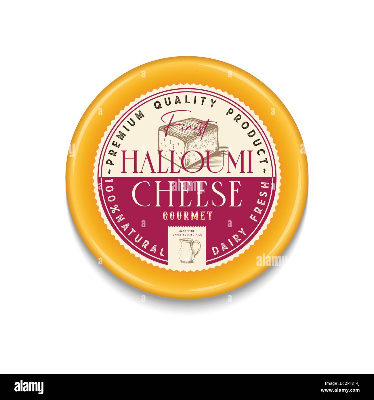 Halloumi Cheese Vintage packaging design. Dairy Food Label Template ...