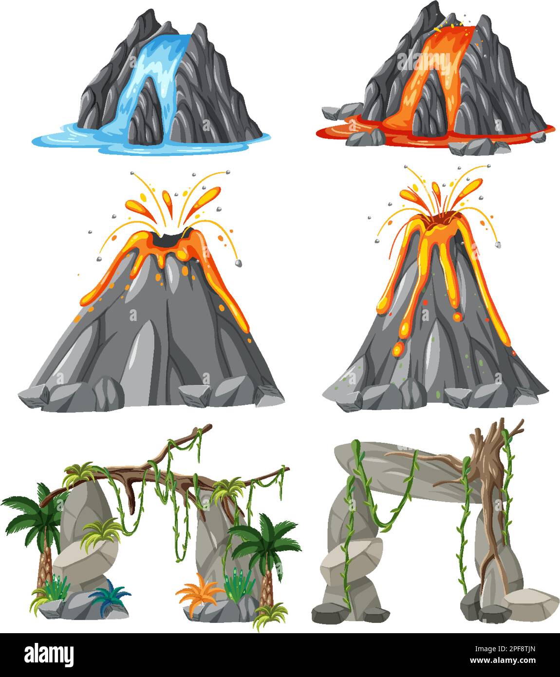 Erupting Volcano Vector Set illustration Stock Vector Image & Art - Alamy