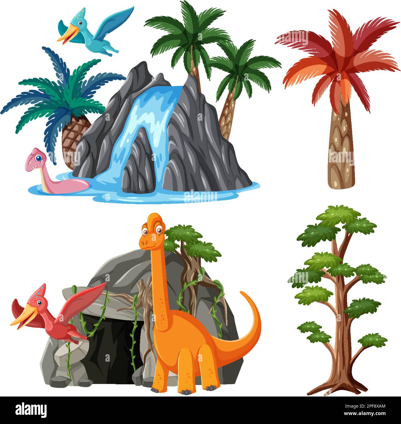 Dinosaurs and Natural Elements Vector Collection illustration Stock ...
