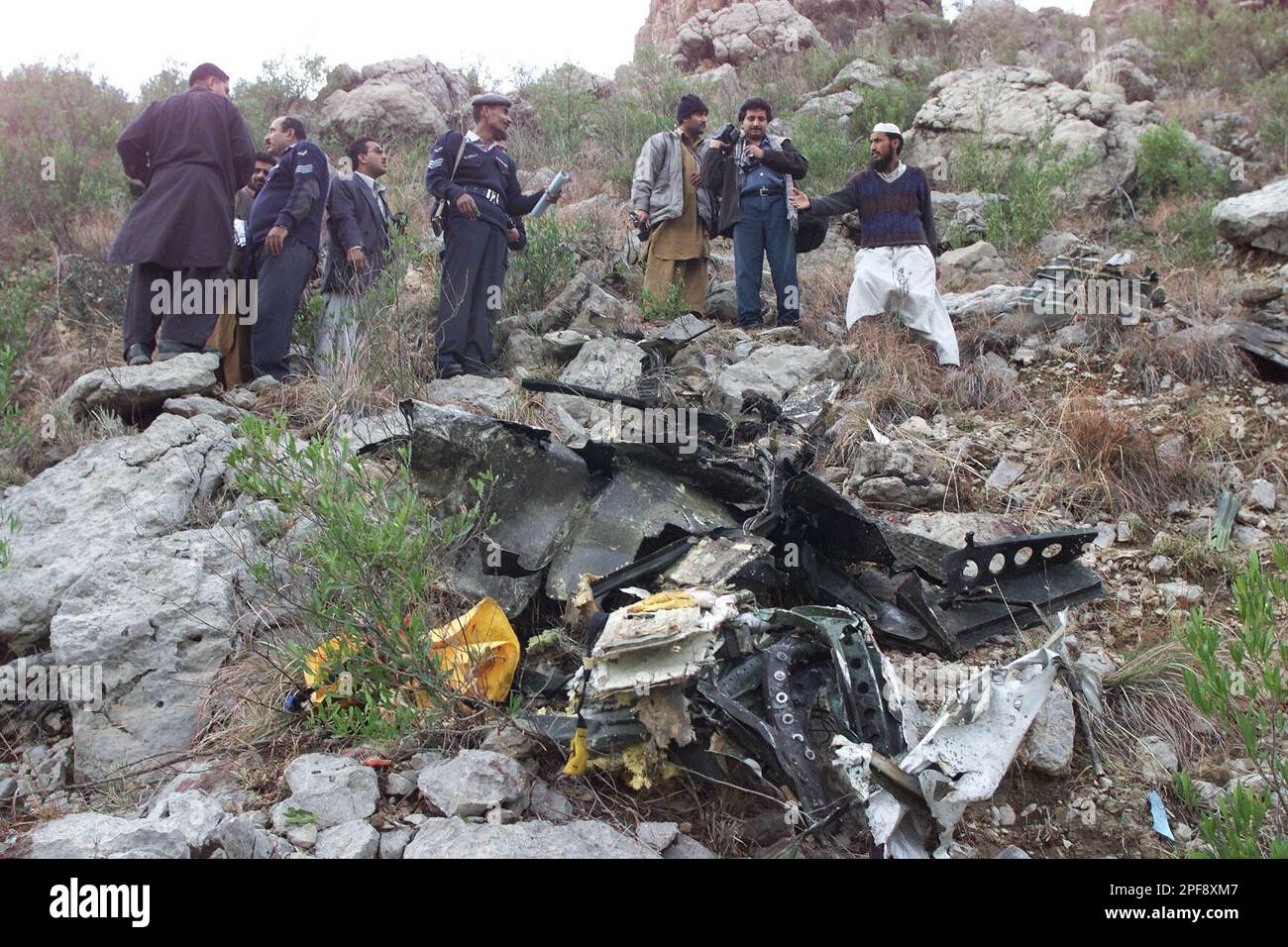 Wreckage of Pakistan Air Force Fokker-27 turboprop which was crashed in ...