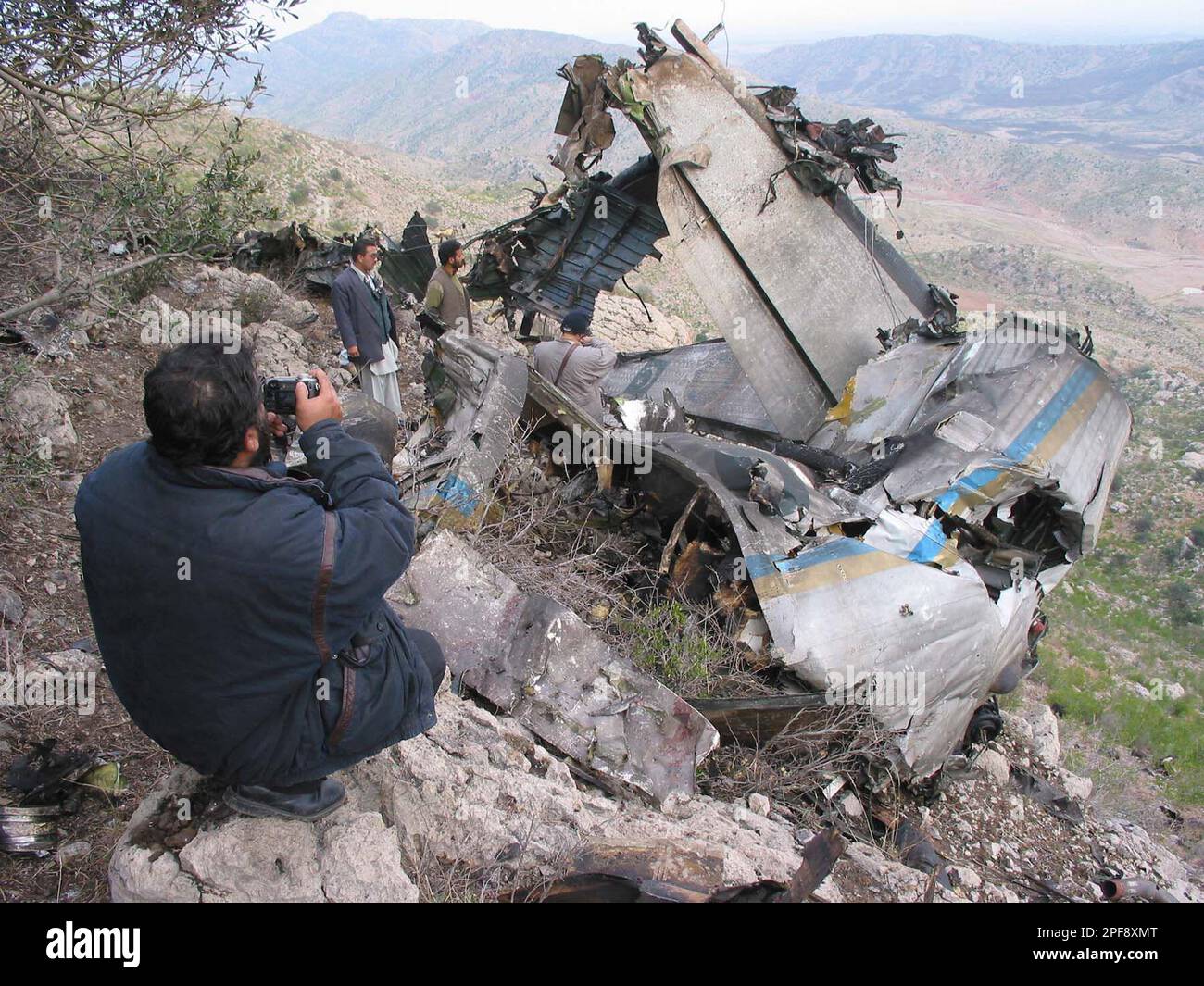 Wreckage of a Pakistan Air Force Fokker-27 turboprop which crashed in ...