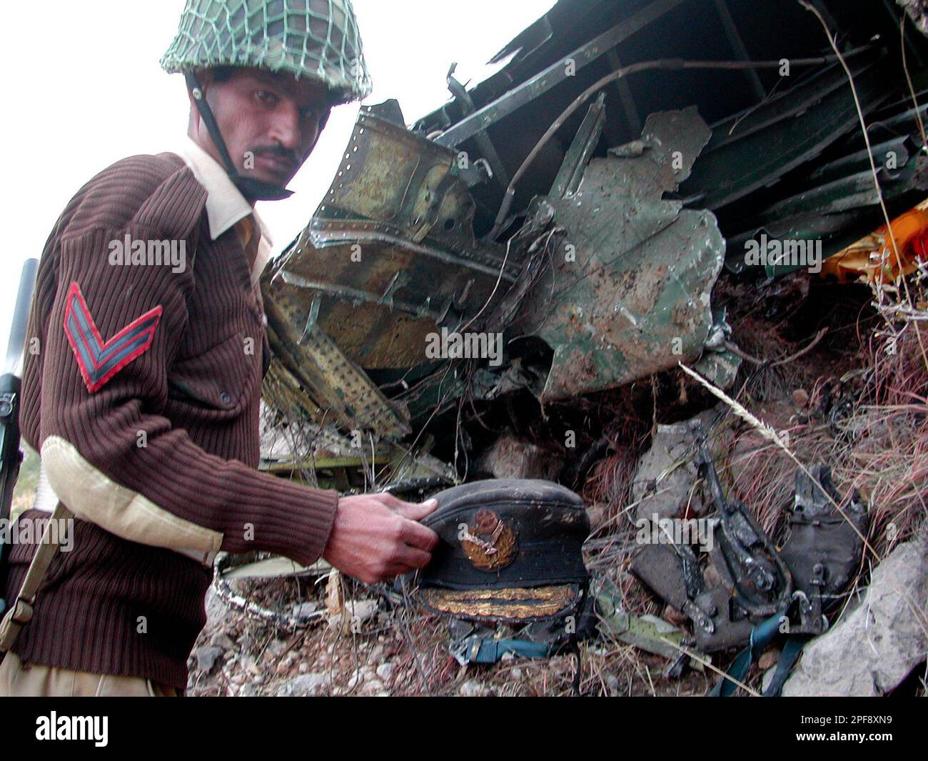 Wreckage of Pakistan Air Force Fokker-27 turboprop which was crashed in ...