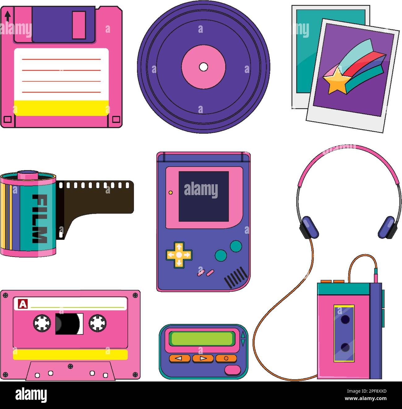 Retro objects and elements set illustration Stock Vector Image & Art - Alamy