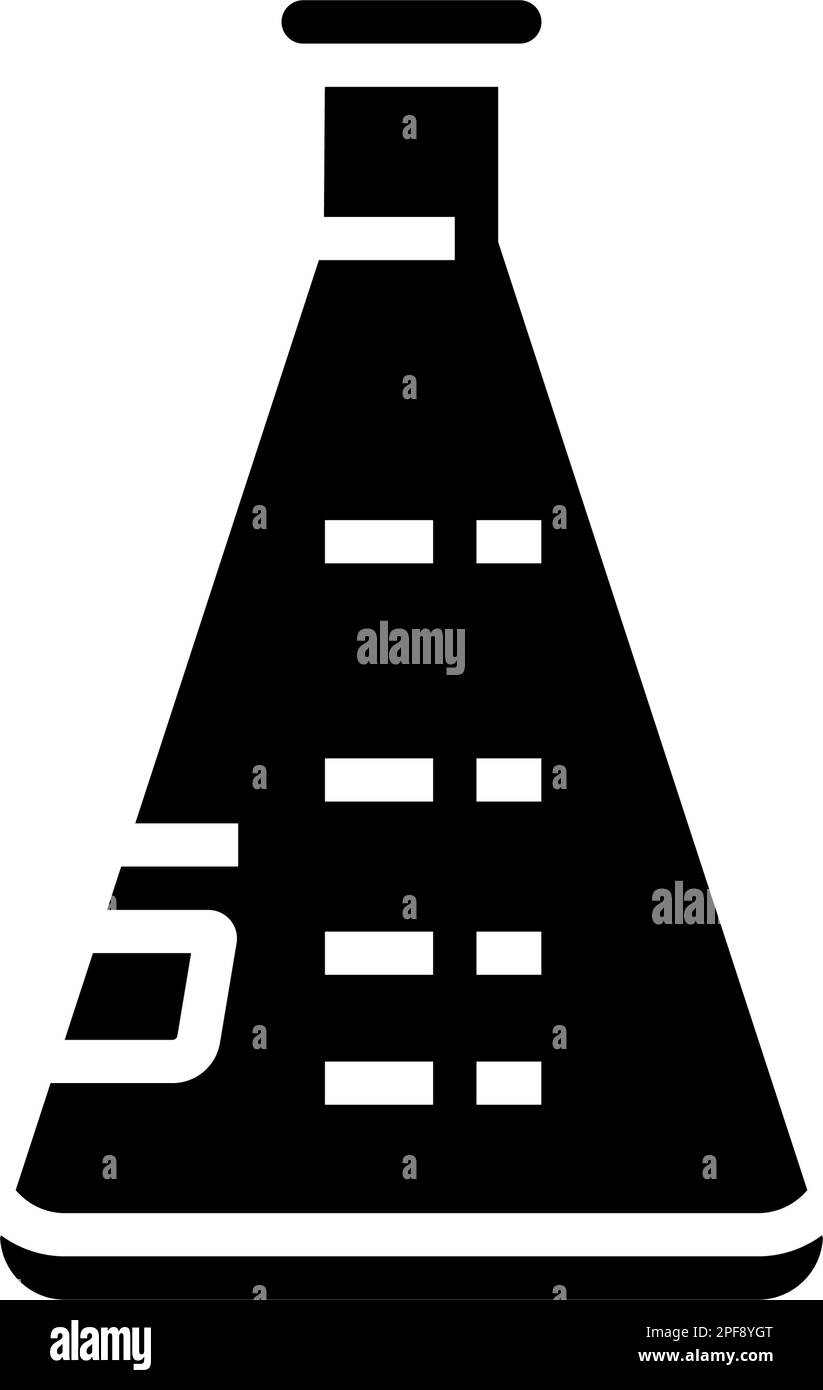 erlenmeyer flask chemical glassware lab glyph icon vector illustration ...