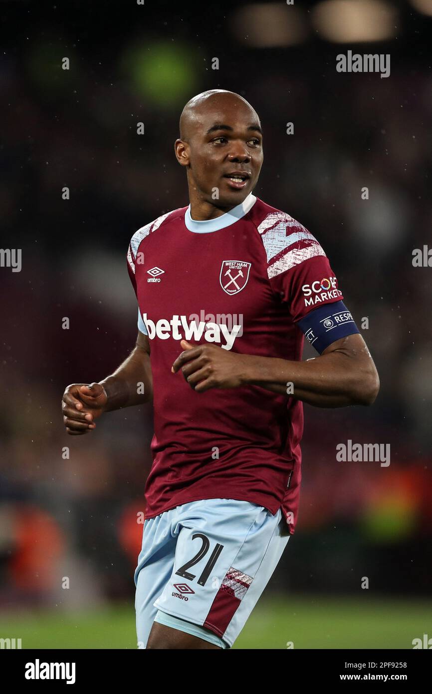 London, UK. 16th Mar, 2023. Angelo Ogbonna of West Ham Utd looks on ...