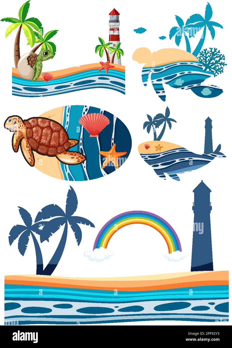 Set of mix sea object illustration Stock Vector Image & Art - Alamy