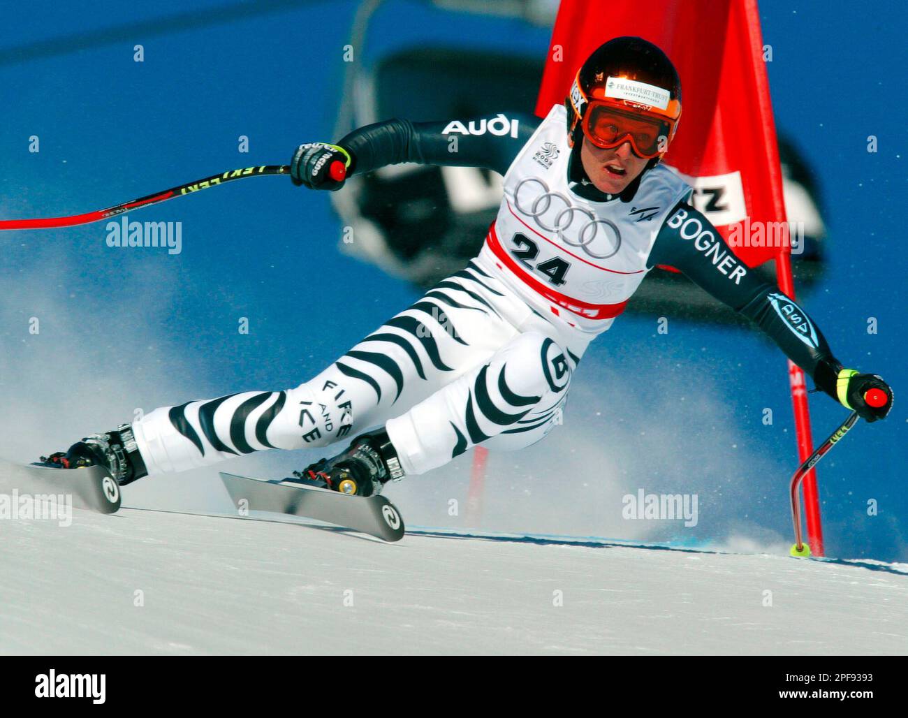 German Martina Ertl in action in the downhill portion of the Women's ...