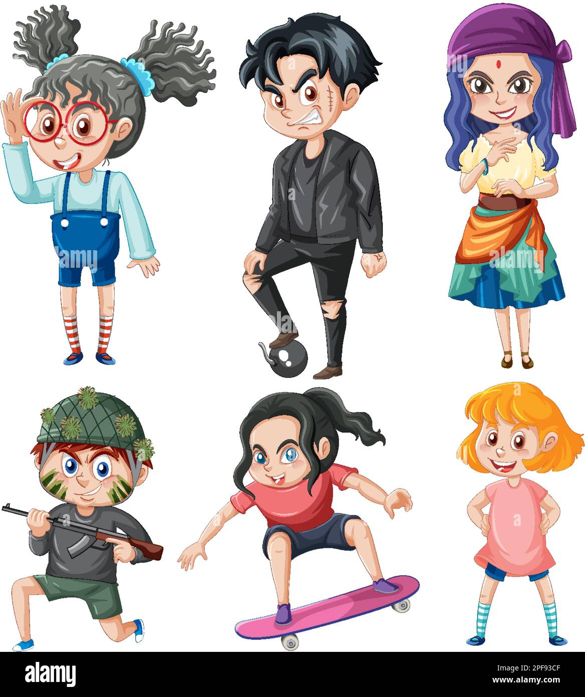 Different cartoon characters set illustration Stock Vector Image & Art ...