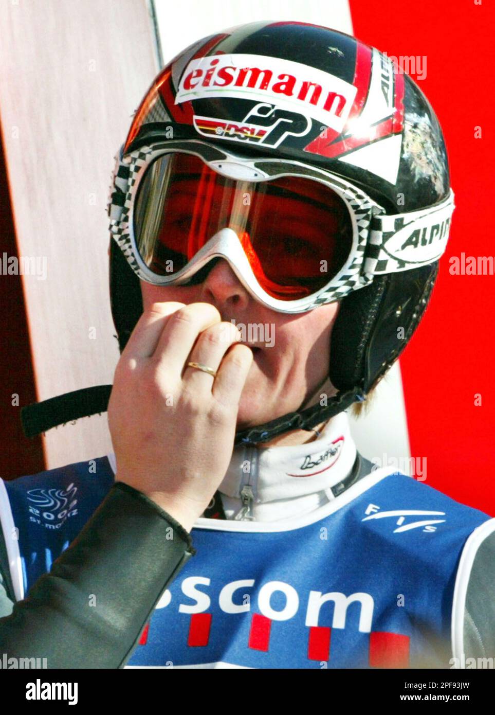 German Hilde Gerg reacts after finishing 14th in the women's downhill ...