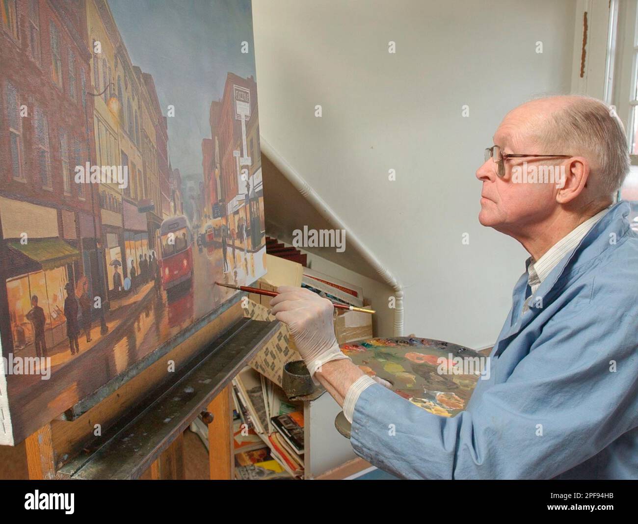 ** ADVANCE FOR SUNDAY FEB. 9 ** Railroad artist, Charles Amos, of ...