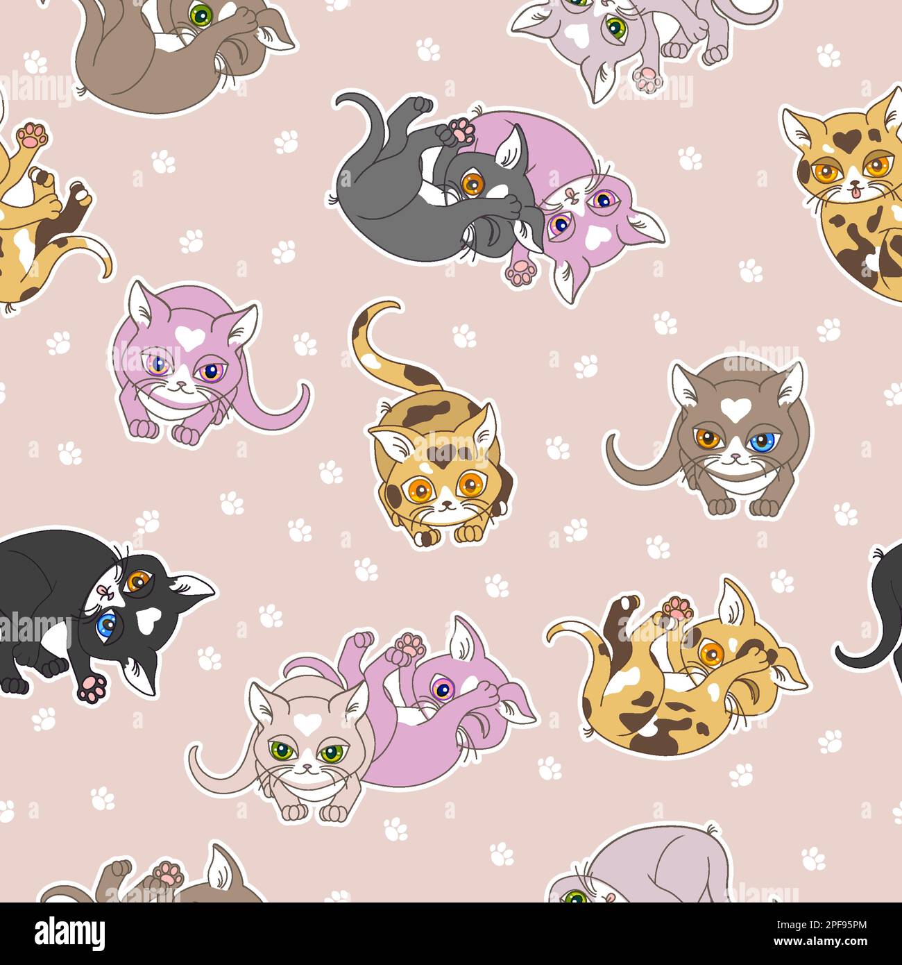 Pattern cute cats. Vector elements design Stock Vector Image & Art - Alamy