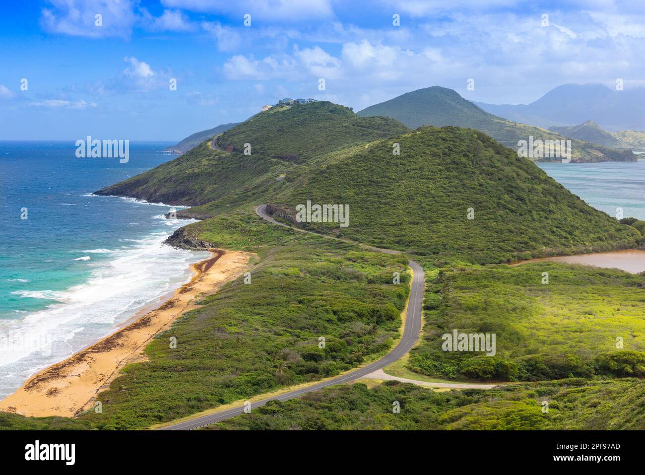 Panoramic view on Timothy Hill lookout of Saint Kitts and Nevis ...