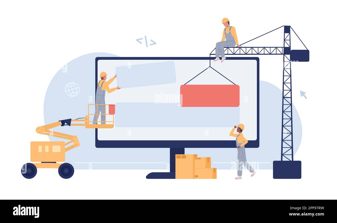 Building website with machines flat concept vector spot illustration Stock Vector Image & Art ...