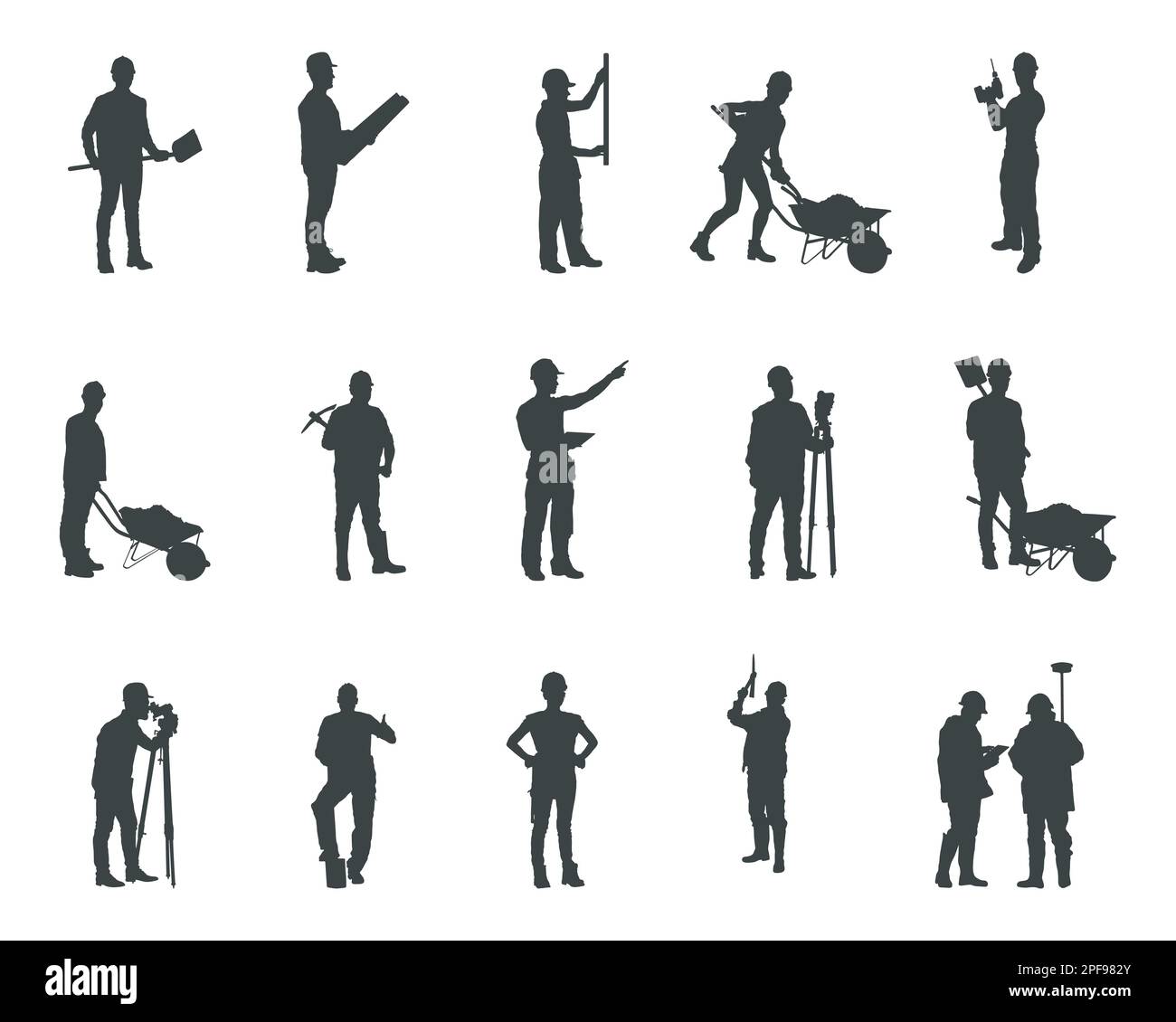 Construction worker silhouettes, Worker silhouettes Stock Vector Image ...