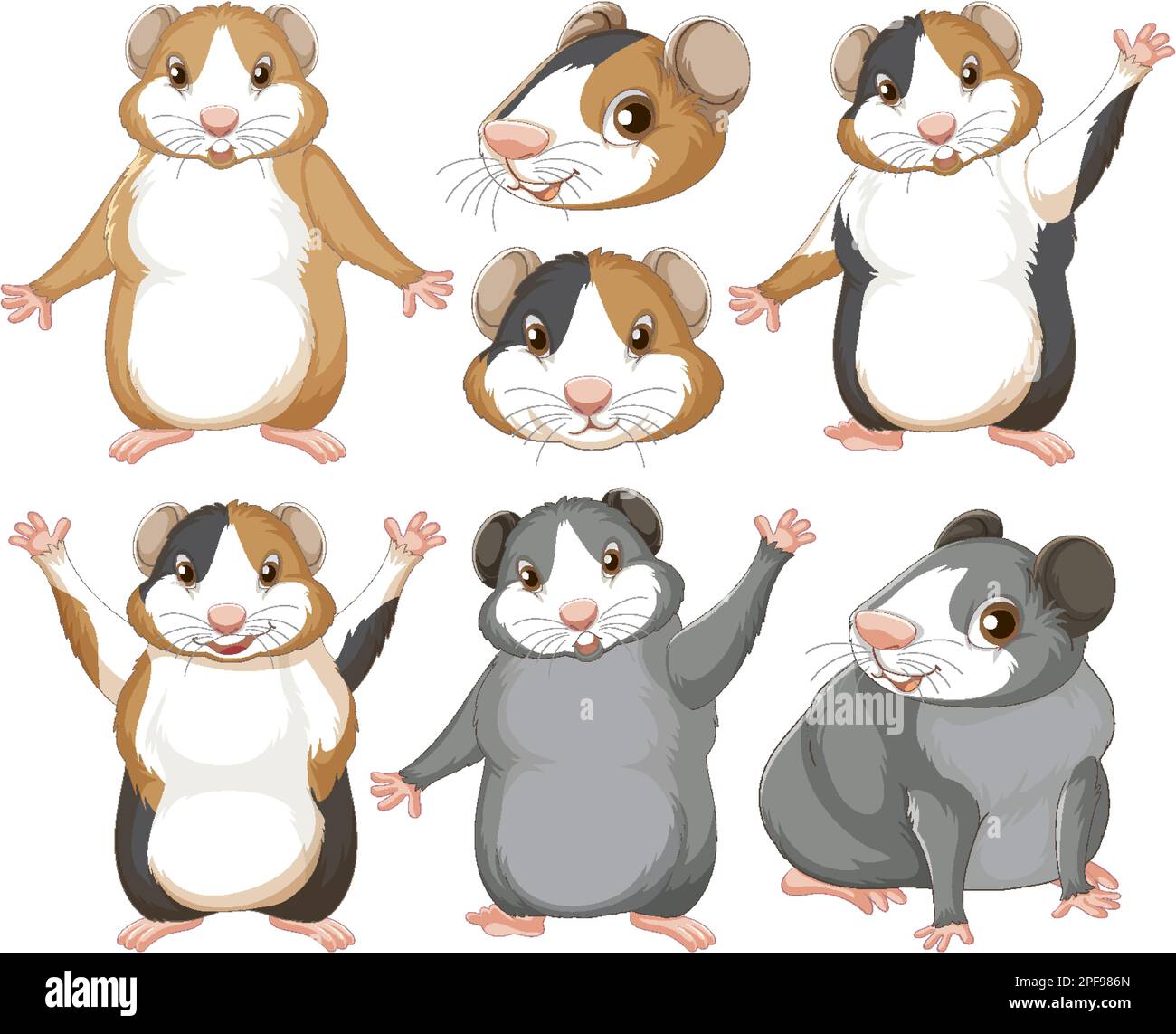 Set of hamster rodents cartoon character illustration Stock Vector ...