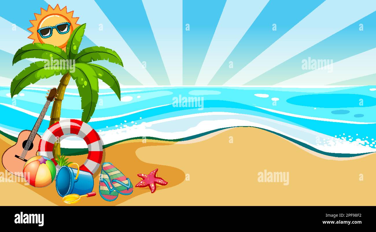 Summer beach background template illustration Stock Vector Image & Art ...