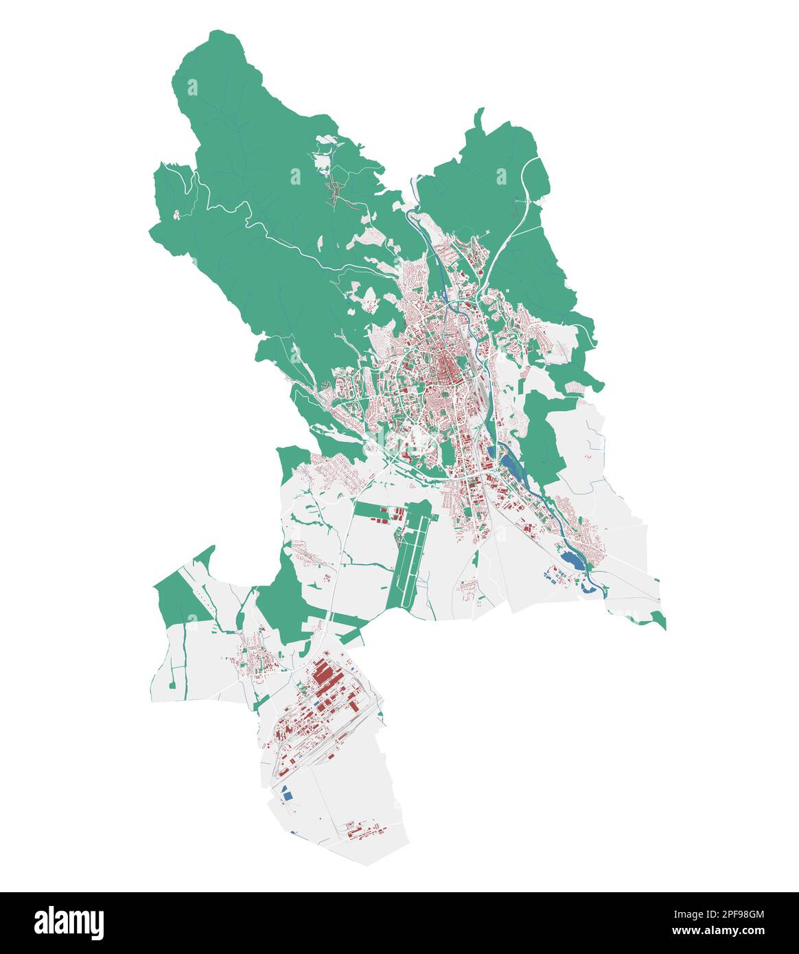 Kosice vector map. Detailed map of Kosice city administrative area ...
