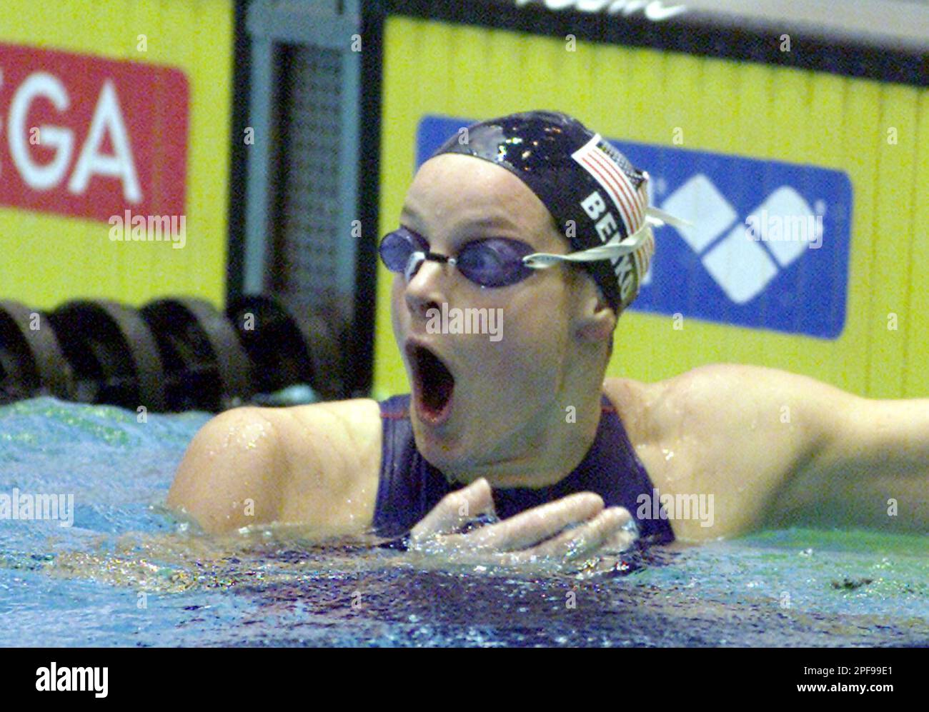 U.S. swimmer Lindsay Benko reacts after winning the 400 meters ...