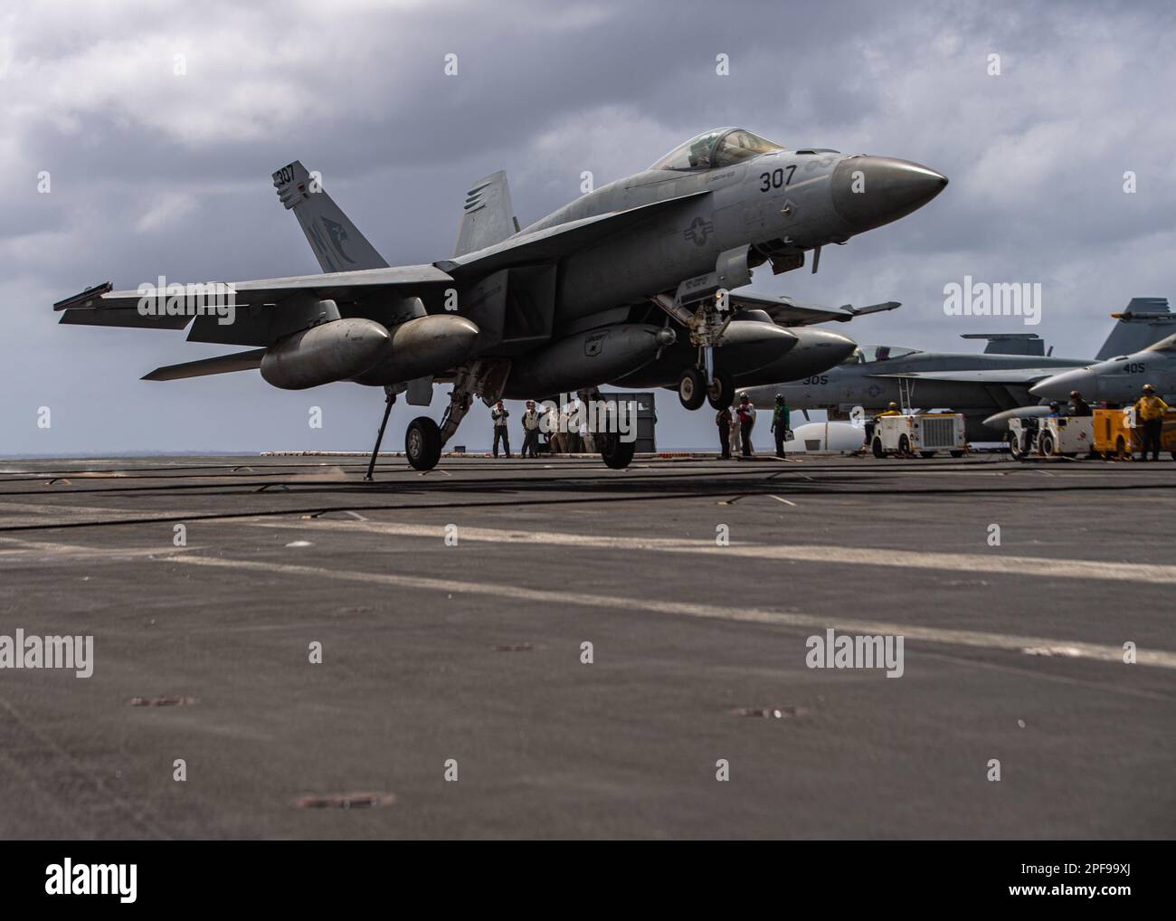 230316-N-MH015-1263 PHILIPPINE SEA (March 16, 2023) An F/A-18E Super Hornet from the “Kestrels ...