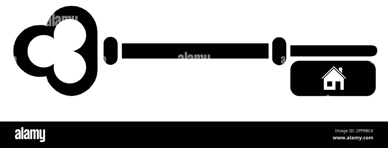 Classic key shape isolated over white background, real estate rental ...